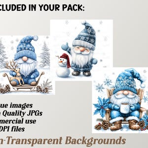 Blue Christmas Gnomes Clipart, Craft Digital Papers, Xmas Card Making ...