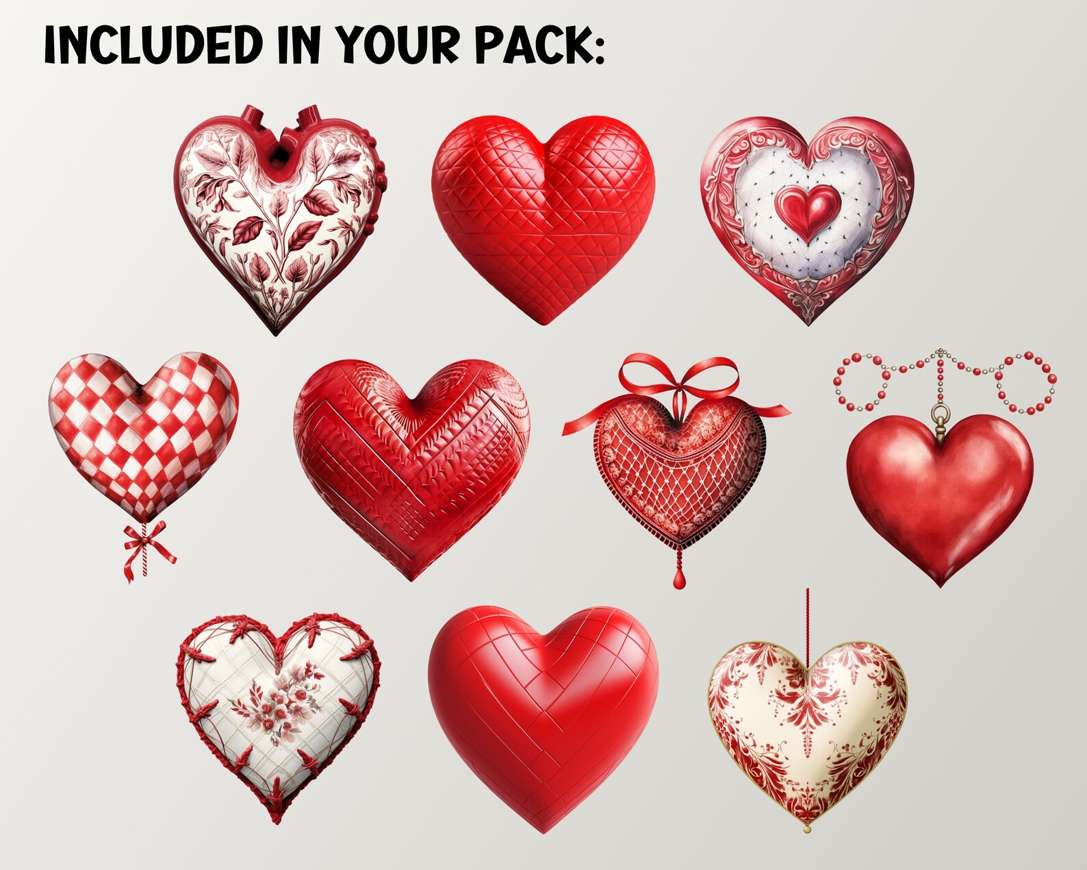 Hearts Full of Love Valentines Day Red Watercolor Clipart, Cards Craft ...