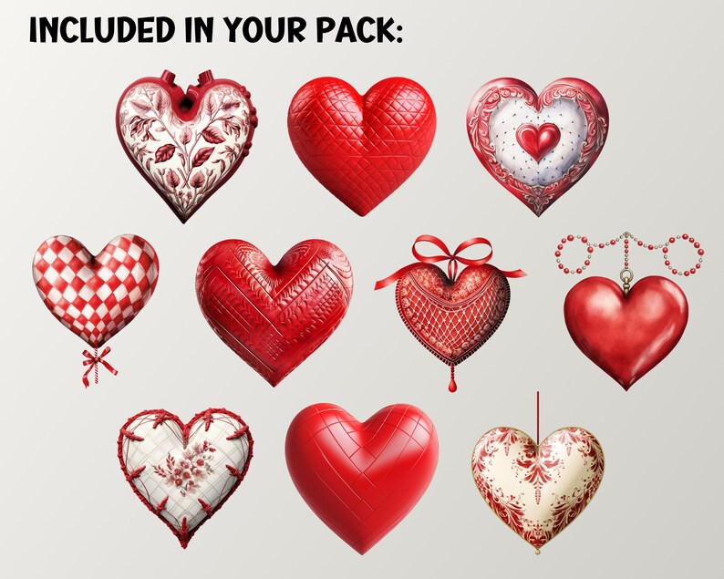 Hearts Full of Love Valentines Day Red Watercolor Clipart, Cards Craft ...