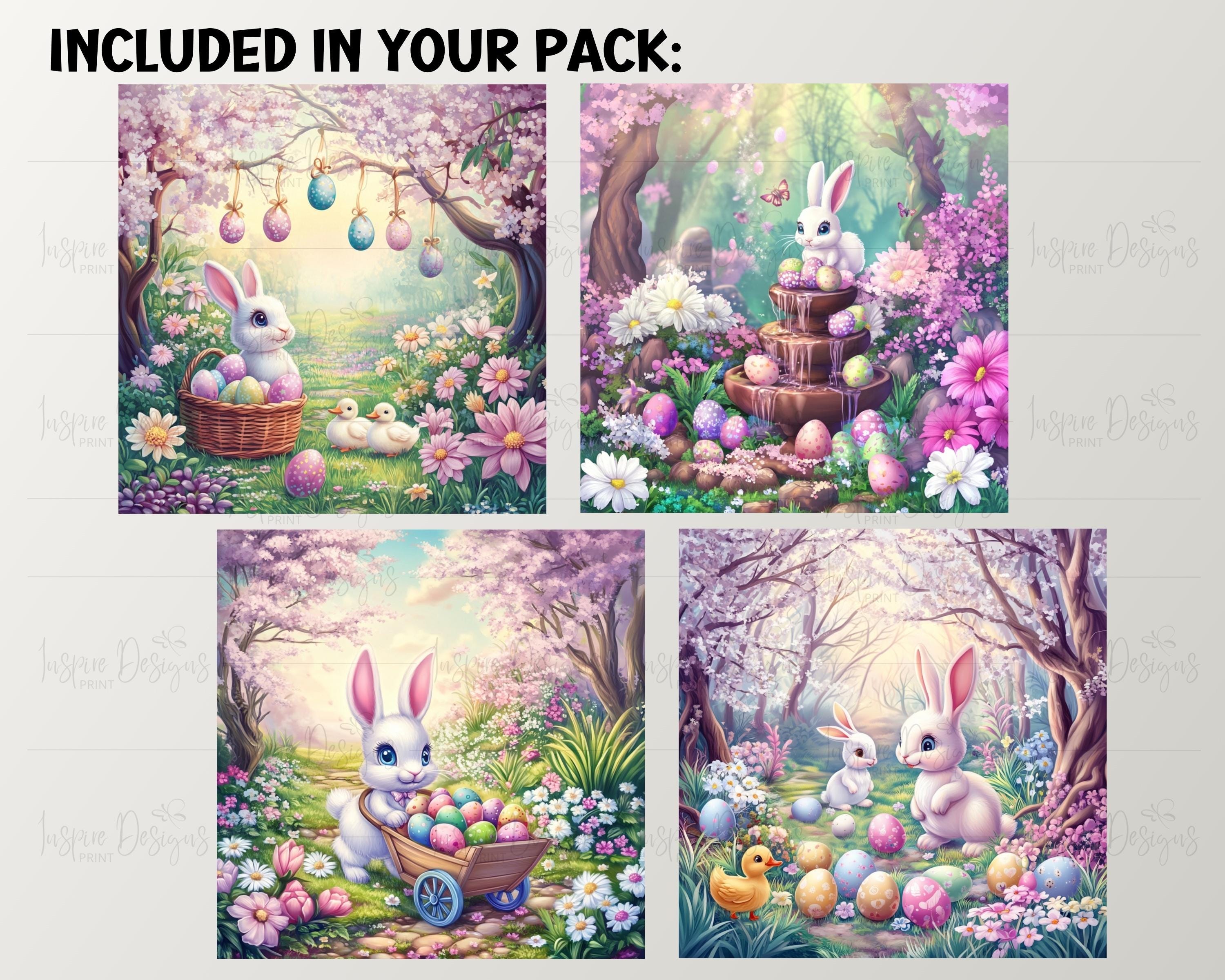 Magical Easter Scenes Clipart, Digital Papers / Craft, Cute Bunny ...
