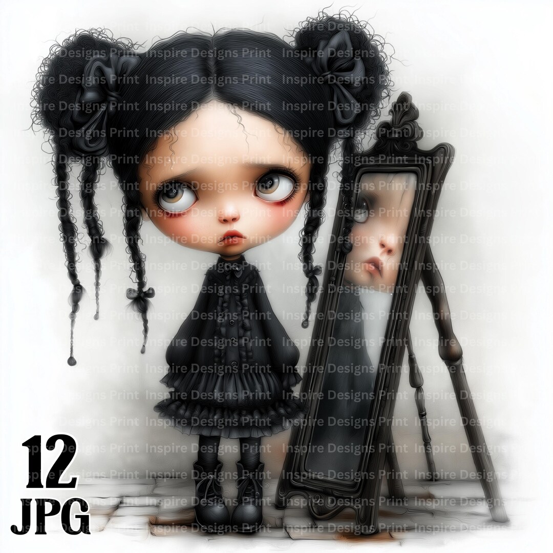 Spooky Gothic Girls Watercolor Clipart Halloween Digital Papers Instant ...