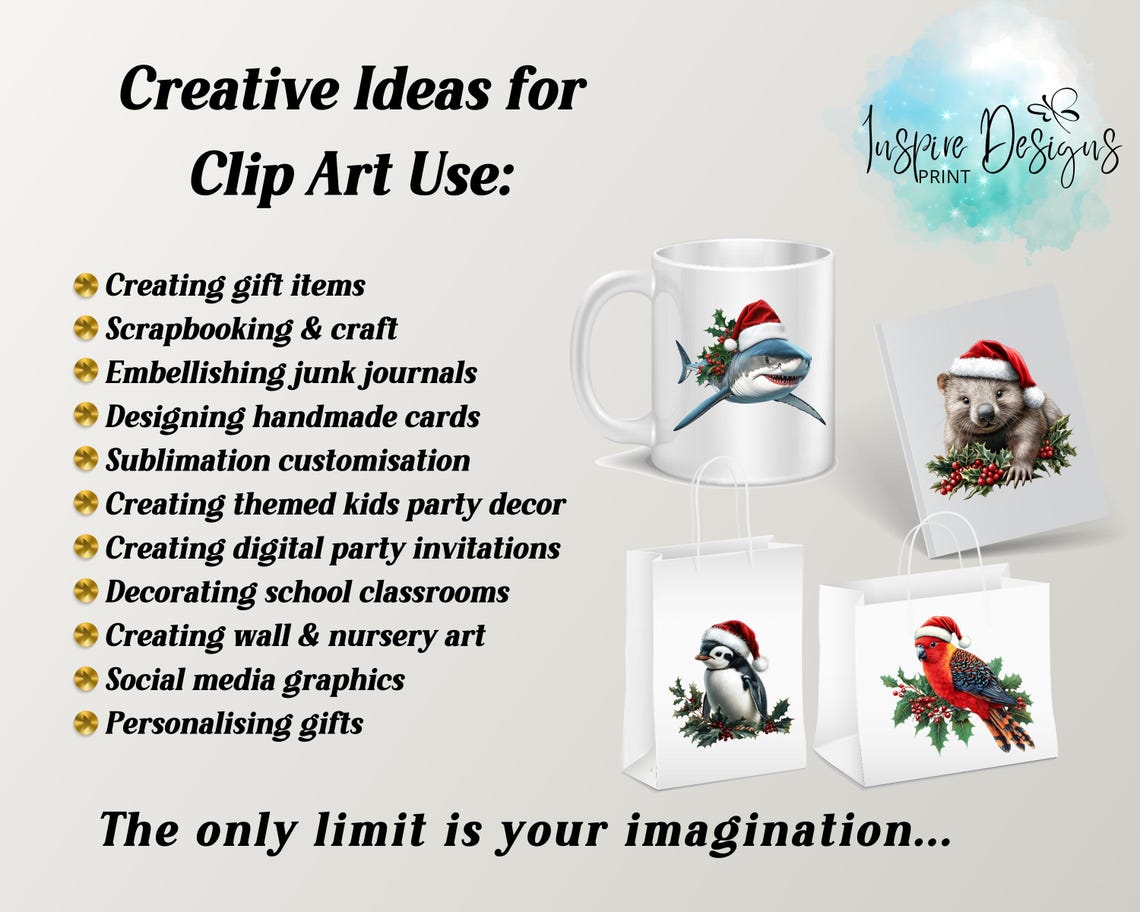 Australian Christmas Animals Clipart Set 1, Watercolor Animals Koala ...