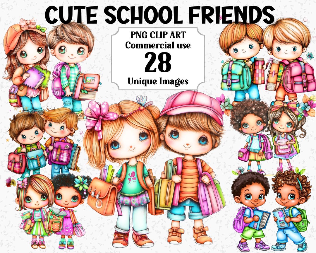 Cute School Friends Clipart Commercial Use Children Girls Boys People ...