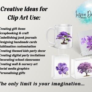 Jacaranda Trees Watercolor Purple Clipart, Digital Nature Green Leaves ...