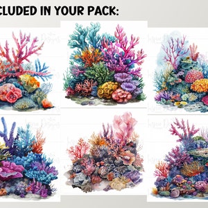 Coral Reefs Watercolor Clipart Vibrant Underwater Beach Scenes, Digital ...