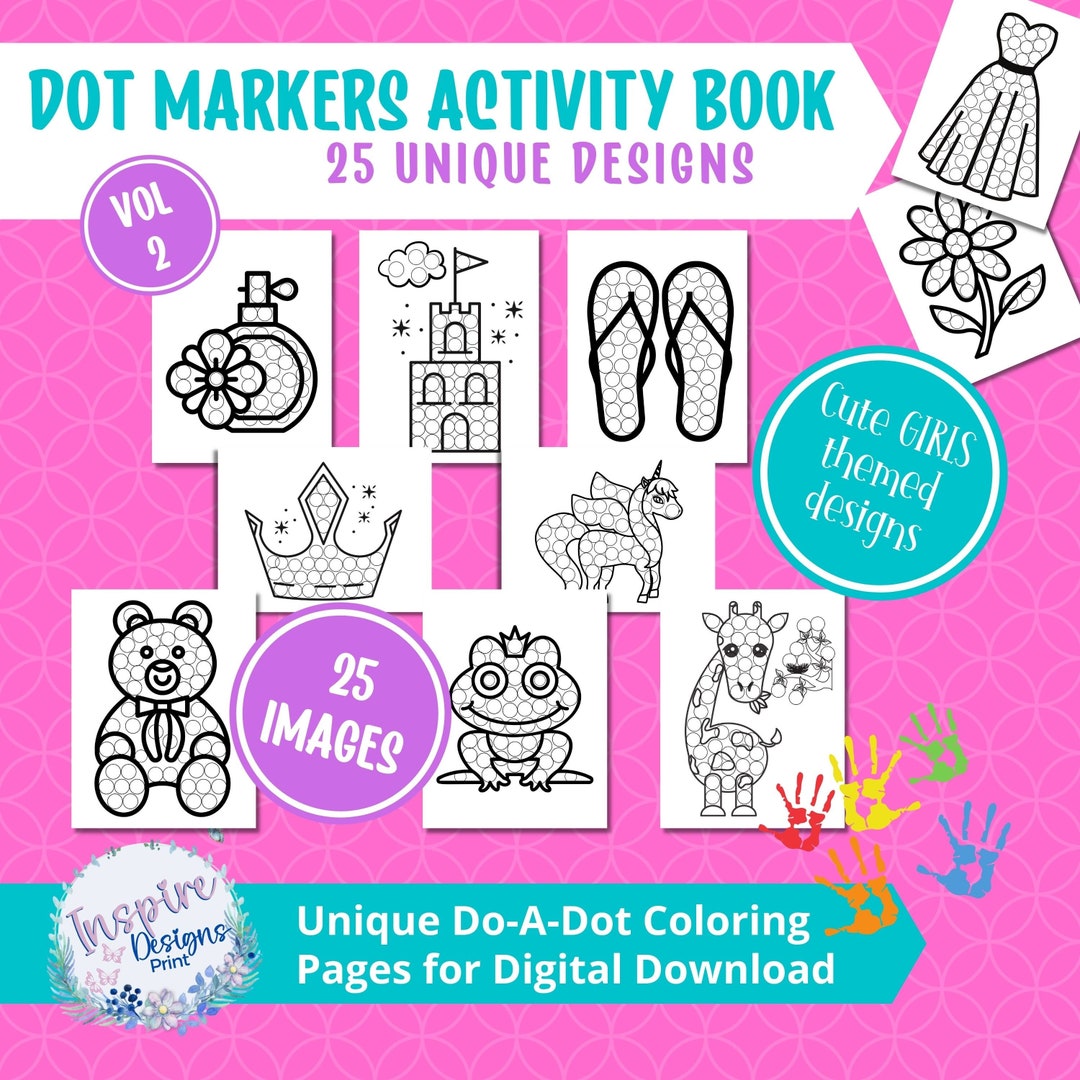 25 Cute GIRLS Themed Dot Marker Coloring Pages Vol2 Kids Printable ...