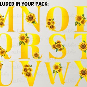 Sunflower Alphabet Clipart, Digital & Paper Crafts, Spring Flowers ...