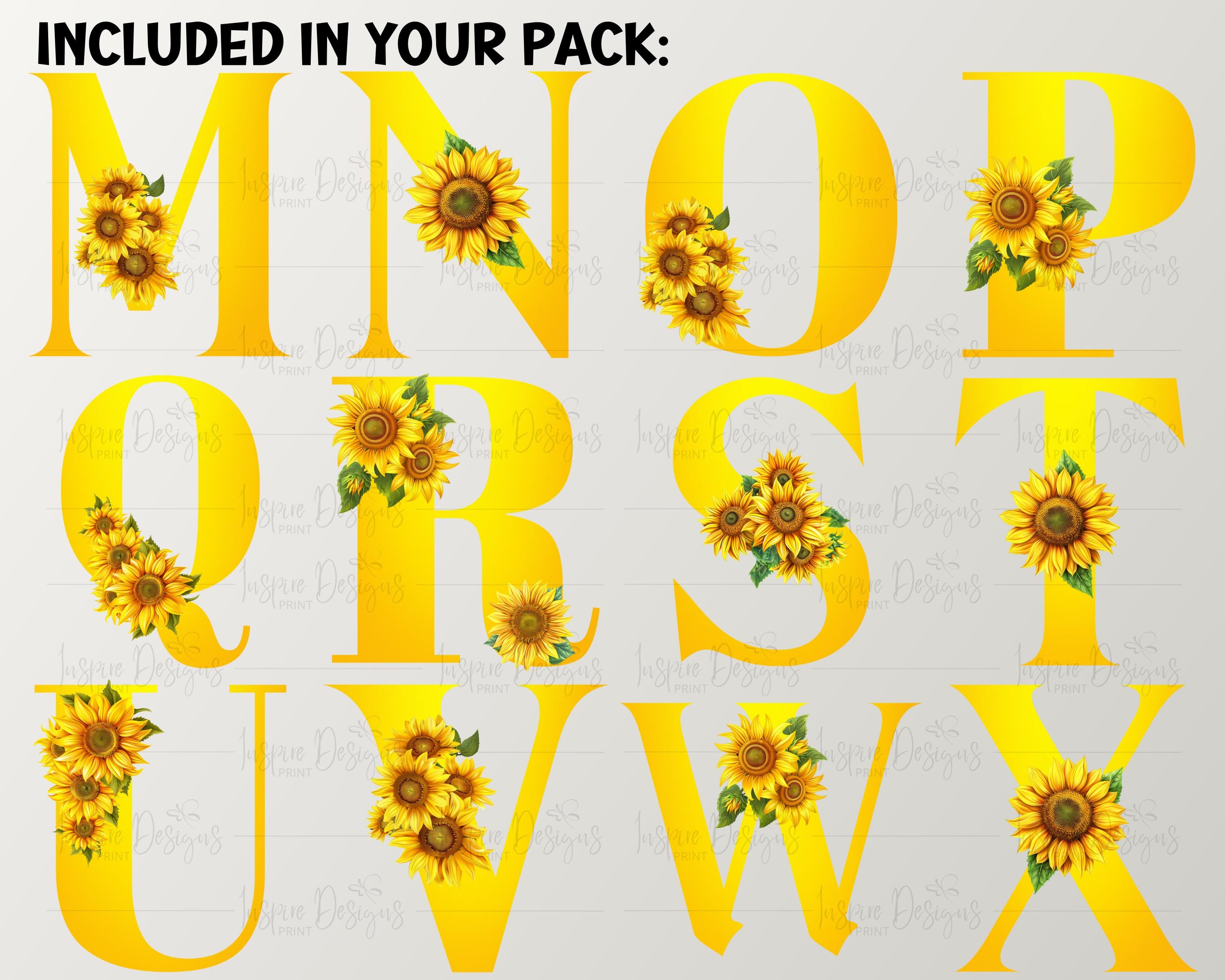 Sunflower Alphabet Clipart, Digital & Paper Crafts, Spring Flowers ...