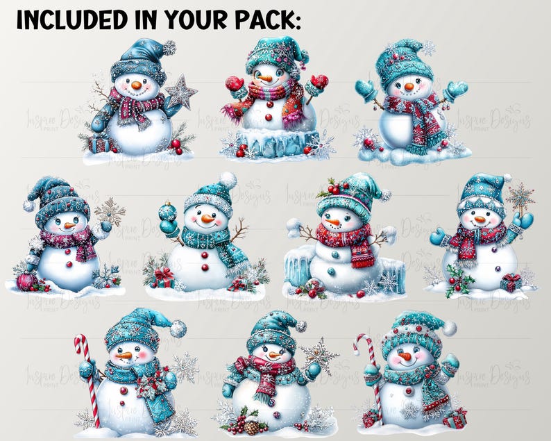Winter Christmas Snowmen Clipart, Cute Blue Luxury Funny Cool Snowman ...