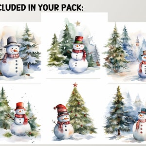 Christmas Snowmen Winter Scenes Watercolor Clipart, Digital & Paper ...