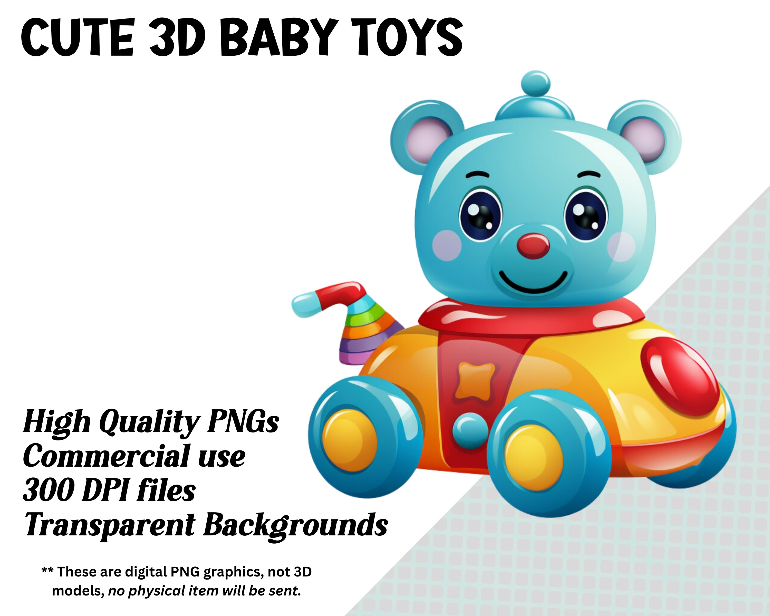3D Style Cute Baby Toys Clipart, Instant Download Commercial Use ...