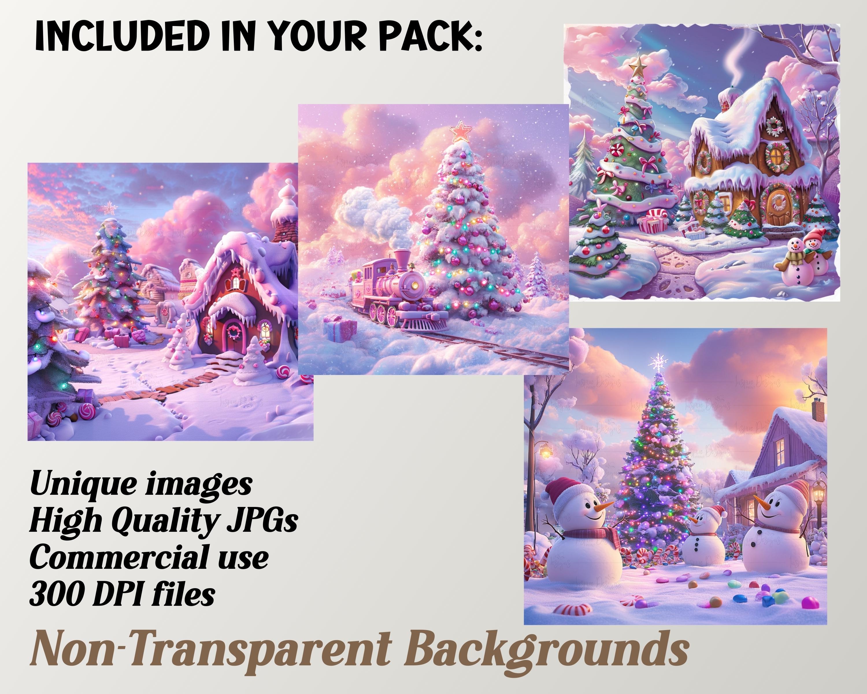 Pastel Christmas Scenes Watercolor Pastel Pink Clipart, Digital/paper ...