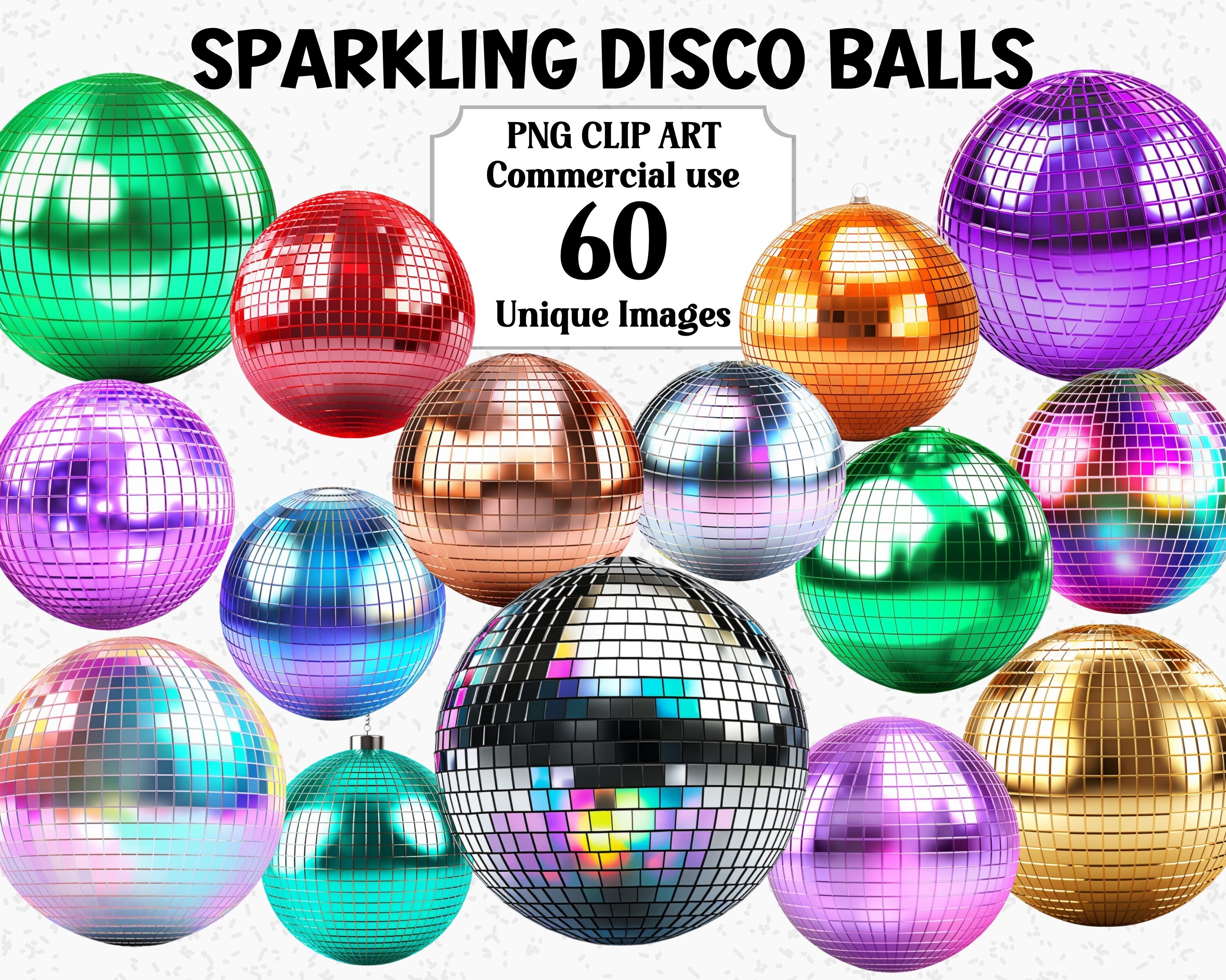 Disco Balls Watercolor Clipart Party Celebration / Nightclub / NYE ...