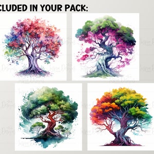 Fantasy Trees Watercolor Clipart Scenes, Digital/paper Craft, Instant ...