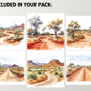 Outback Roads Watercolor Clipart Scenes, Digital & Paper Craft, Instant ...