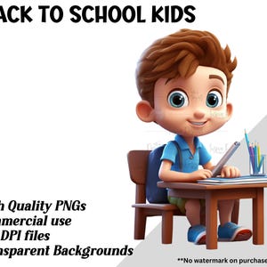 3D Style Back to School Kids Clipart, Commercial Use Children People ...