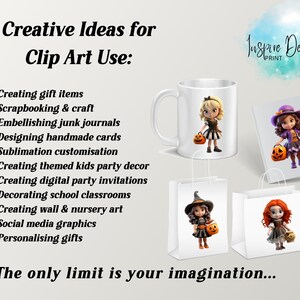 3D Style Cute Little Halloween Girls Children Clipart, Commercial Use ...