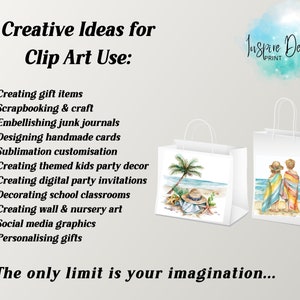 Beach Vacations Watercolor Clipart Scenes, Digital & Paper Crafts ...