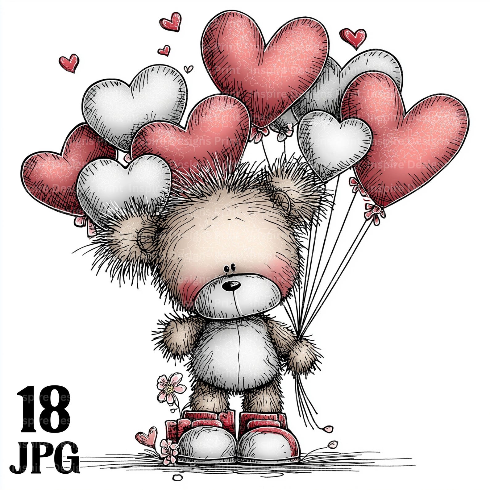 Adorable Love Teddies Clipart: Watercolor Valentines Teddy Bear Designs ...