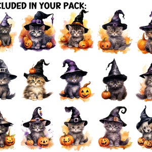 Halloween Cats & Dogs Watercolor Clip Art, Digital + Paper Crafts ...
