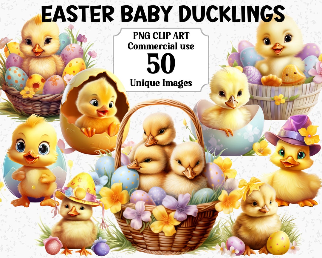 Easter Baby Ducklings Watercolor Spring Ducks Clipart, Digital Crafts ...