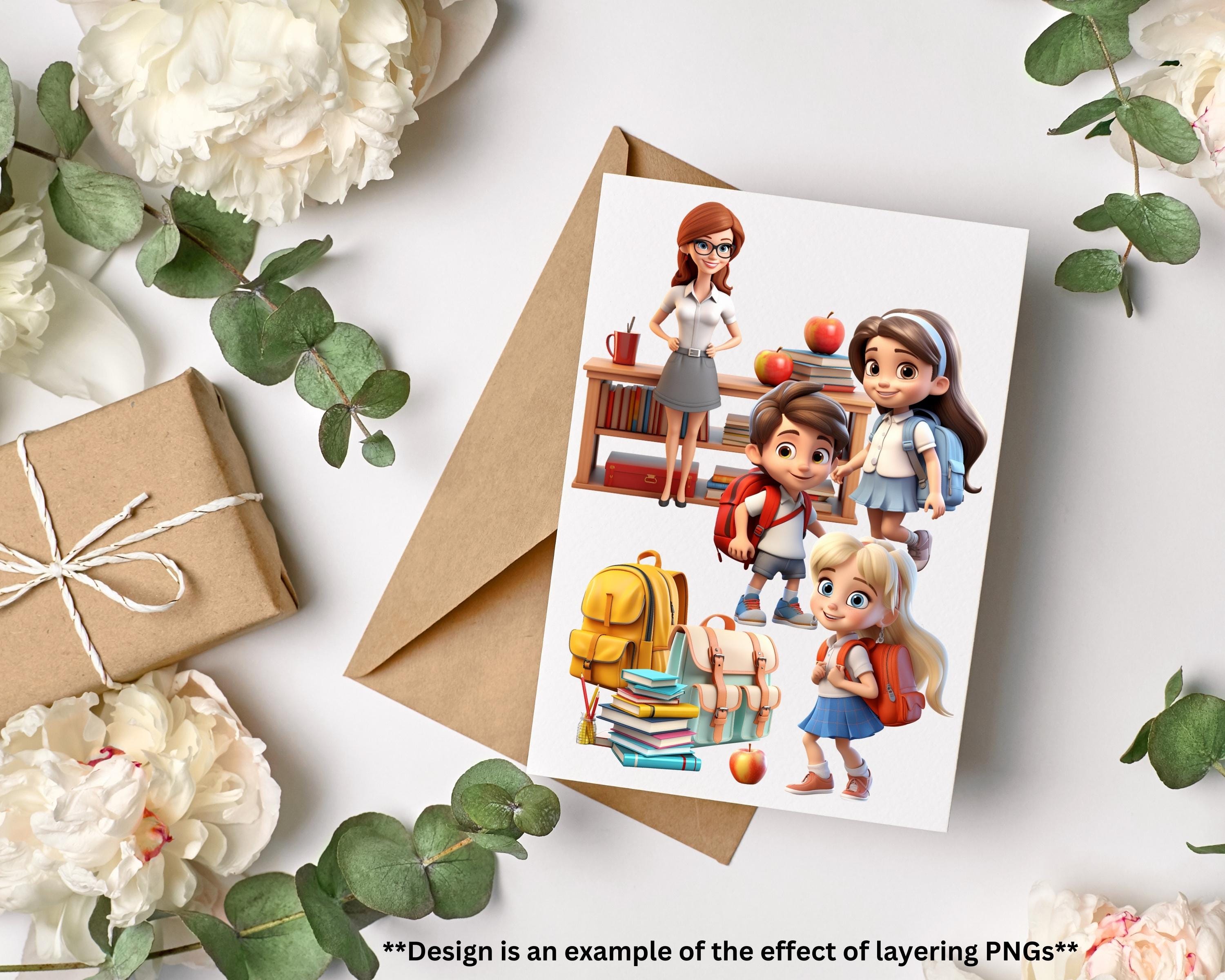 3D Style Back to School Clipart Set2, Commercial Use Children People ...