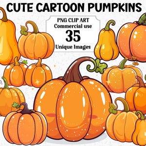 Cute Cartoon Pumpkins Clipart, Digital Craft, Thanksgiving Fall Autumn ...