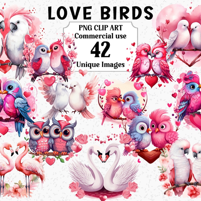 Love Birds Clip Art - Etsy