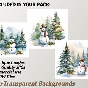 Christmas Snowmen Winter Scenes Watercolor Clipart, Digital & Paper ...