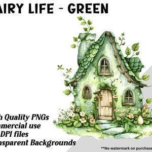 Fairy Life Green Watercolor Clipart, Digital Craft Instant Download ...