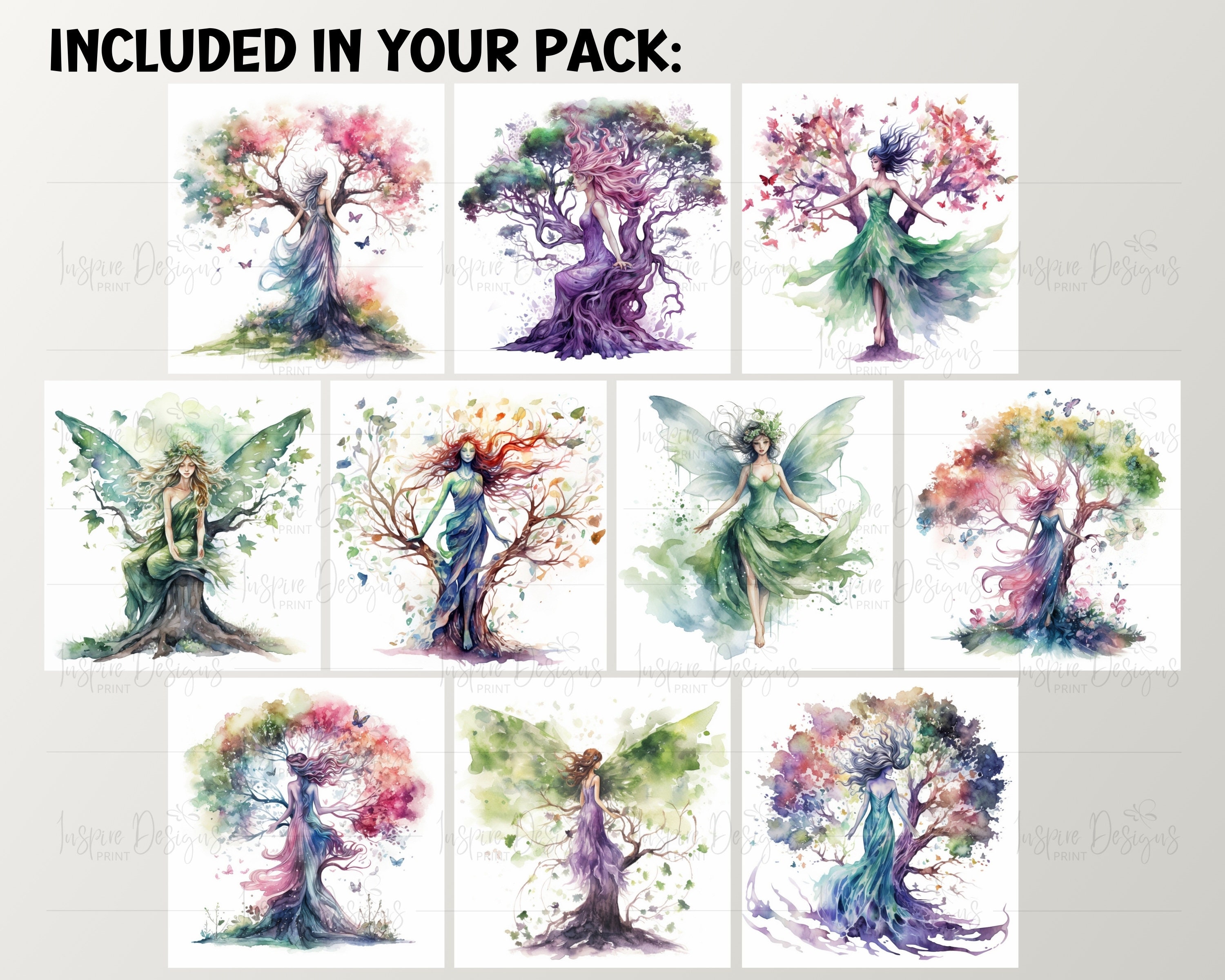 Tree Fairies Watercolor Clipart Scenes, Fantasy Fairytale Digital/paper ...