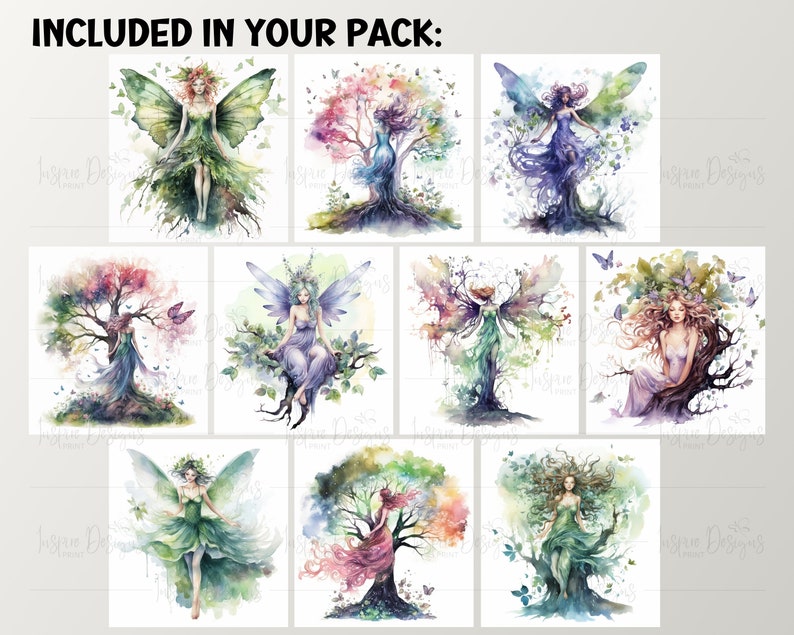 Tree Fairies Watercolor Clipart Scenes, Fantasy Fairytale Digital/paper ...