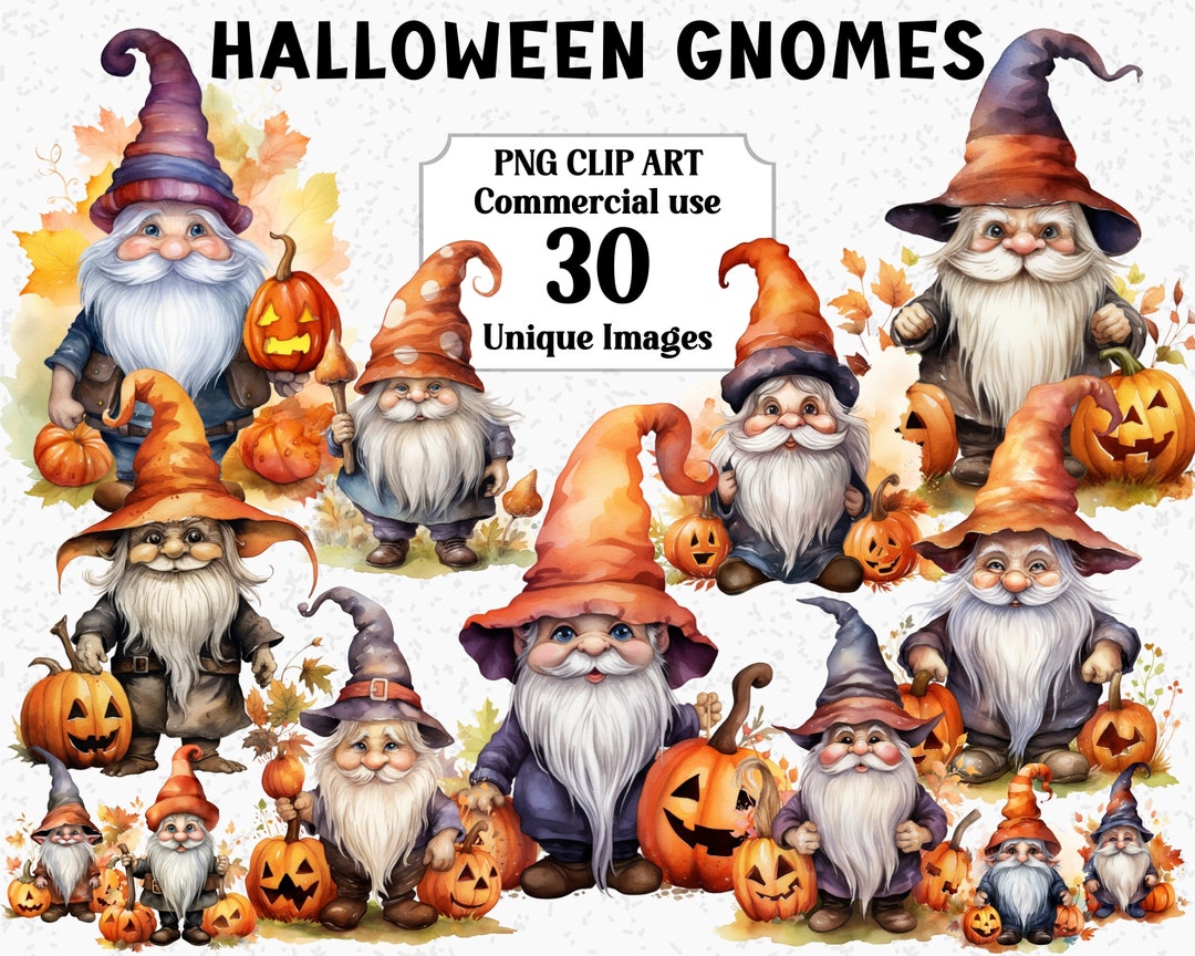 Halloween Gnomes Watercolor Clip Art | Spooky Digital + Paper Crafts ...