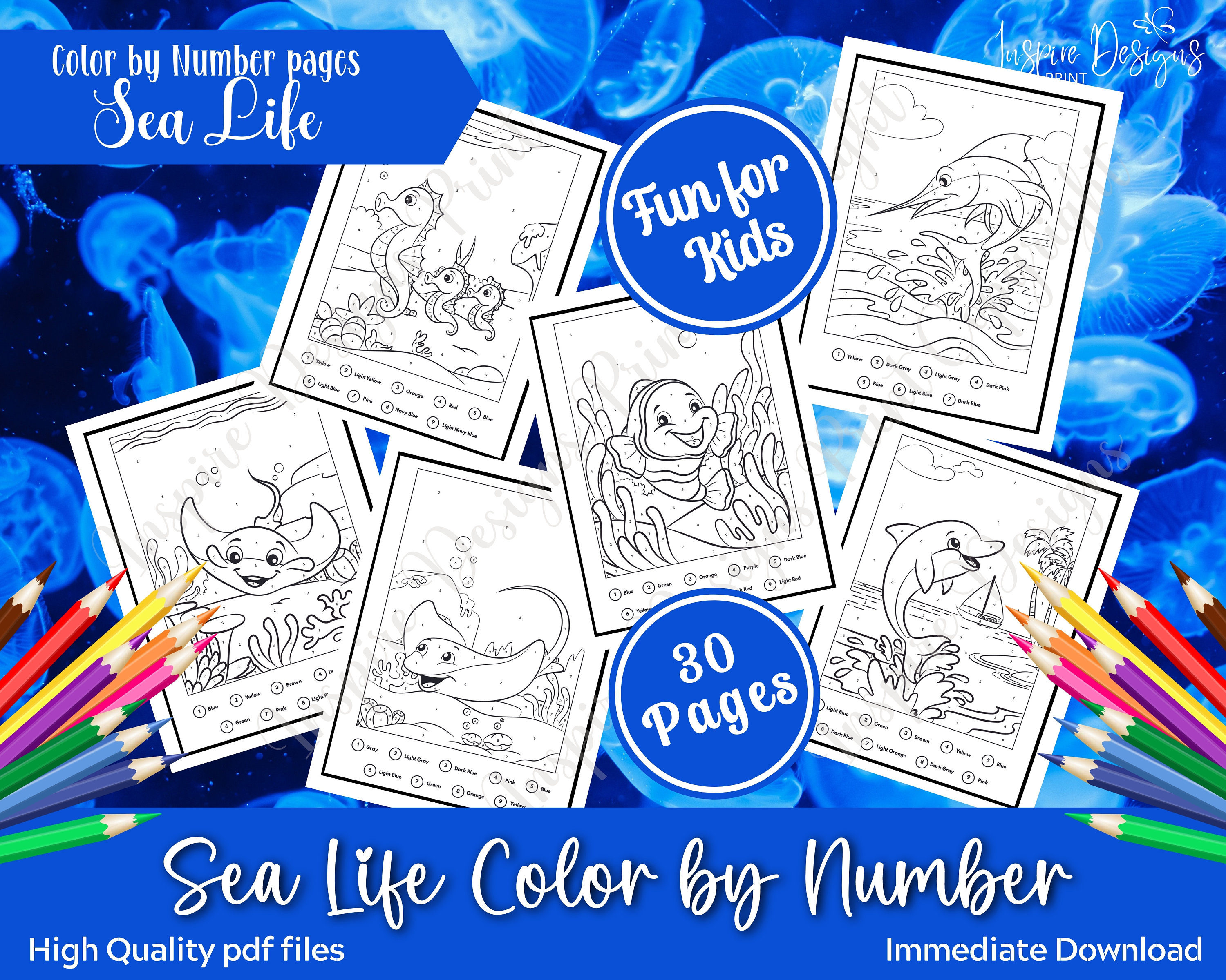 Sea Life Color By Number Coloring Pages [2025]