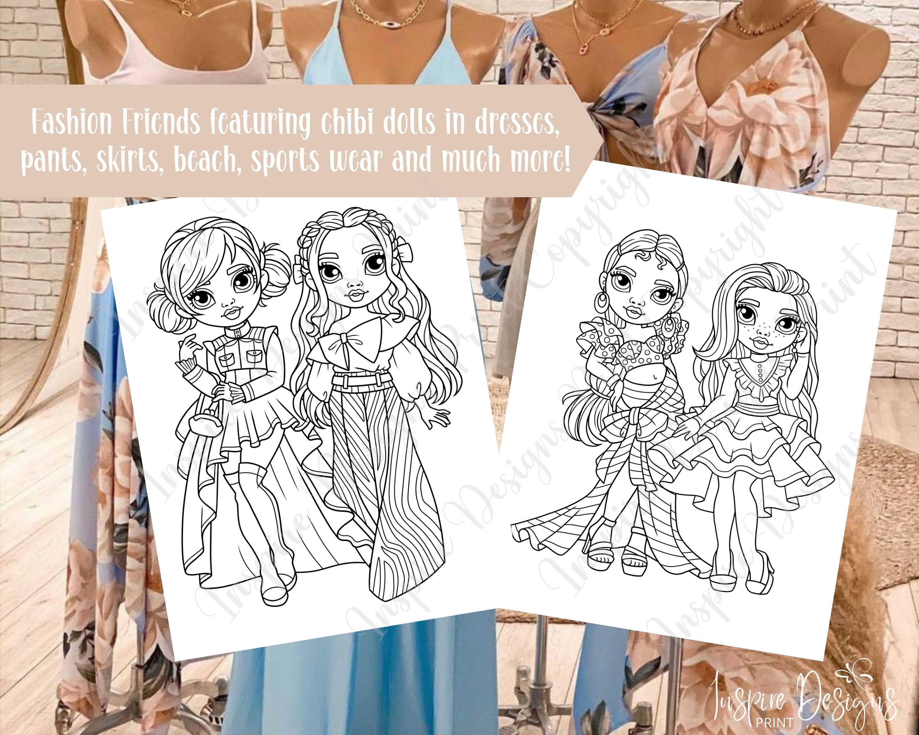 Fashion Besties 20 X Coloring Pages Girls Best Friends Printable Dolls ...