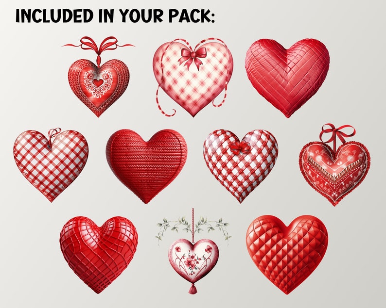 Hearts Full of Love Valentines Day Red Watercolor Clipart, Cards Craft ...