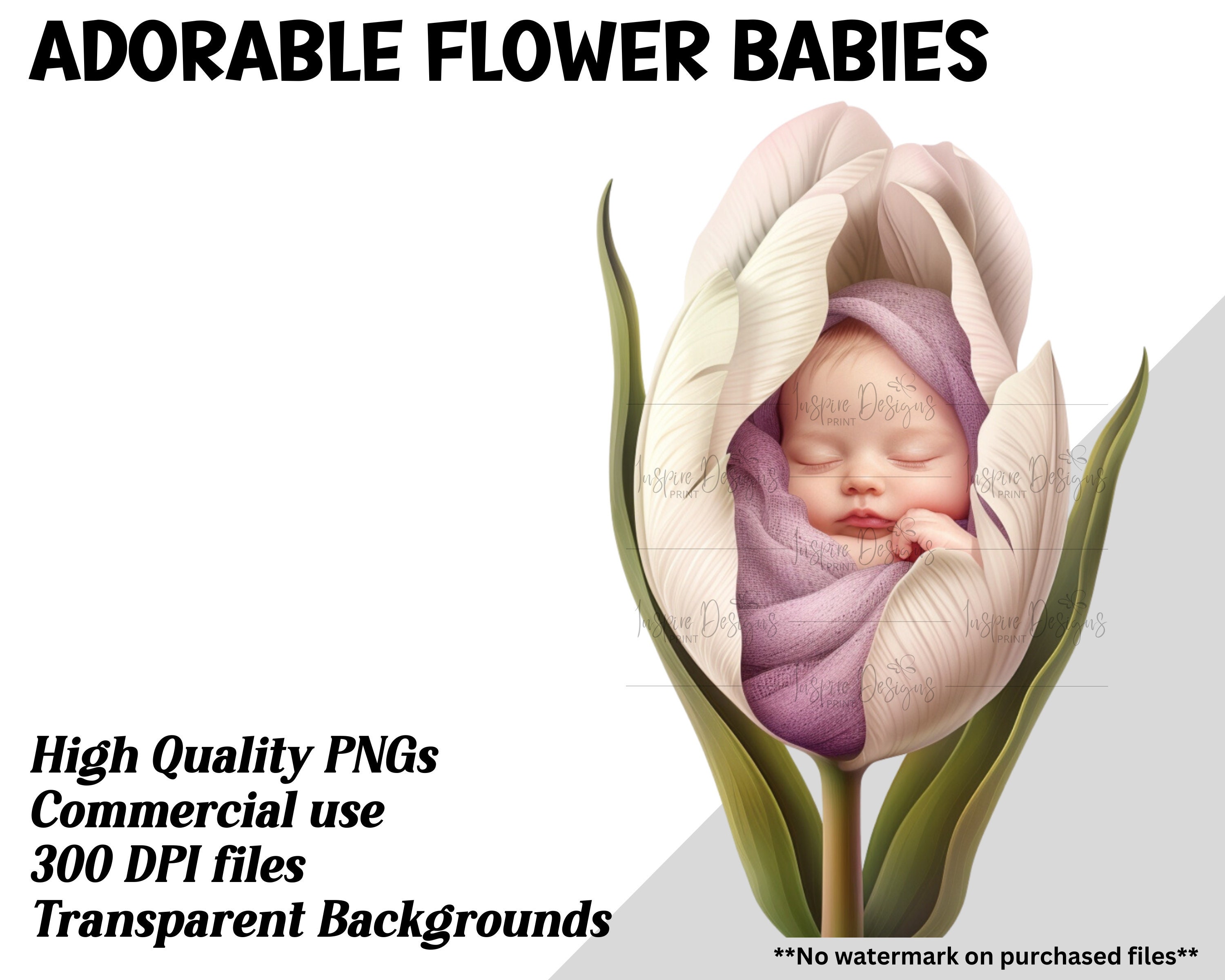 Adorable Flower Babies Watercolor Clipart, Digital Craft Instant ...