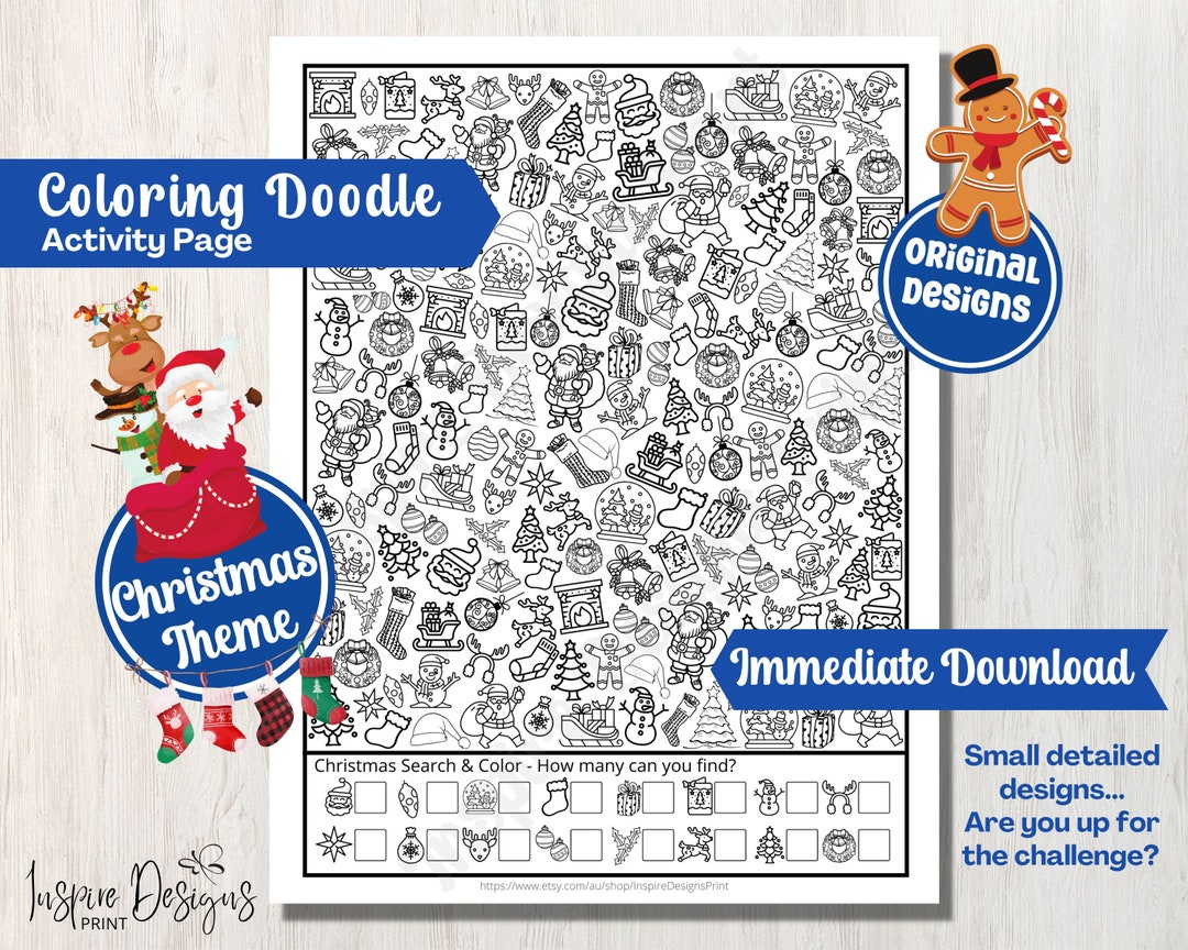 Christmas Search & Color Doodles - I SPY Printable Counting Page ...