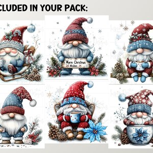 Winter Christmas Gnomes Clipart, Craft Digital Papers, Cute Card Making ...