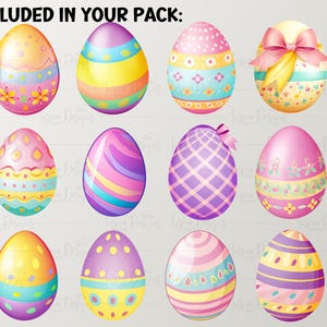 Cute Pastel Easter Eggs Clipart, Pink & Yellow Cartoon Style Digital ...