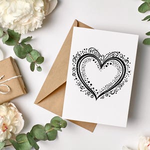 Line Art Doodle Hearts Valentines Day Clipart Love Decorations Bundle ...