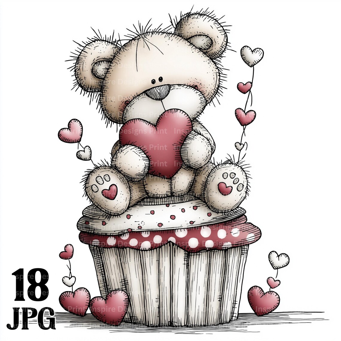 Adorable Love Teddies Clipart: Watercolor Valentines Teddy Bear Designs ...