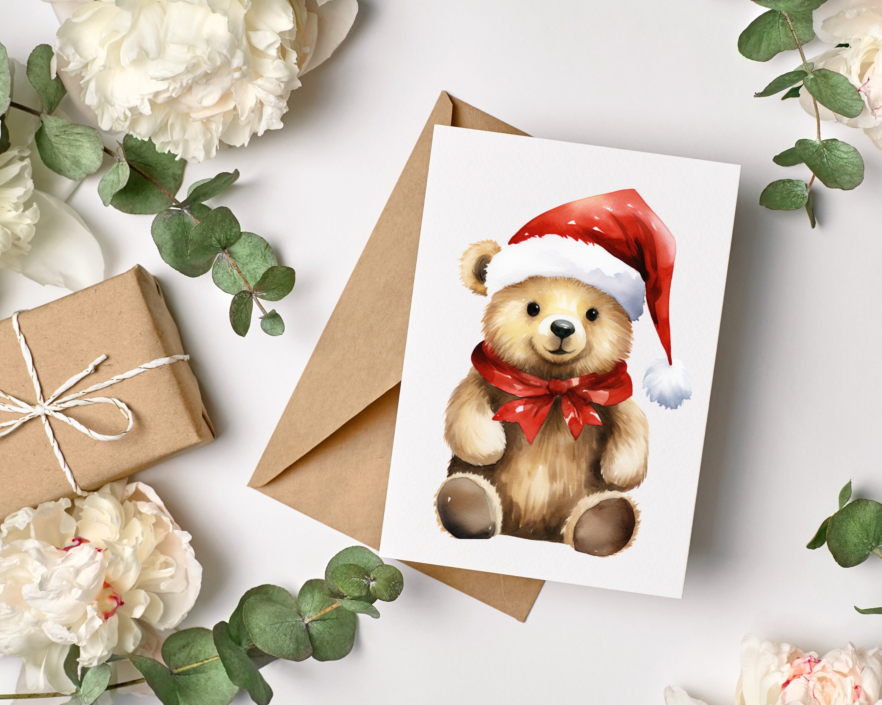 Christmas Bears Watercolor Clip Art, Digital/paper Crafts, Cute Zoo ...