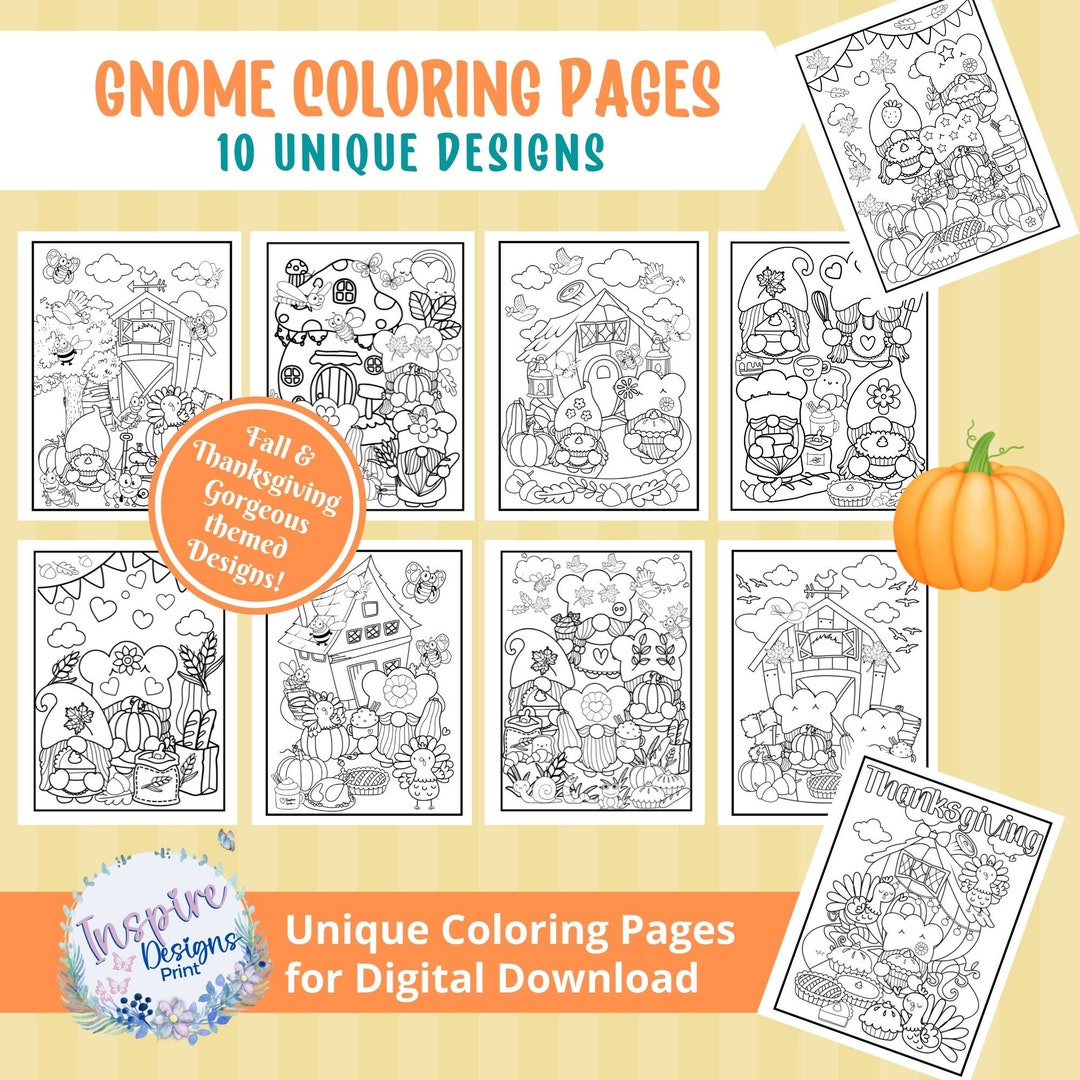 10 GNOME Coloring Pages Printable Original Activity Pages for Adults ...
