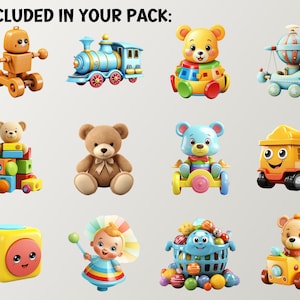 3D Style Cute Baby Toys Clipart, Instant Download Commercial Use ...