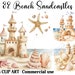 Beach Sandcastles Watercolor Clipart Scenes, Digital/ Paper Crafts ...