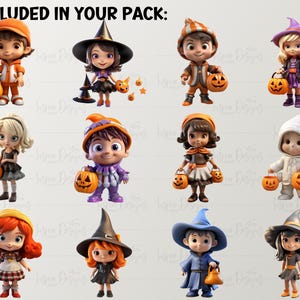 3D Style Cute Little Halloween Kids Children Clipart, Commercial Use ...