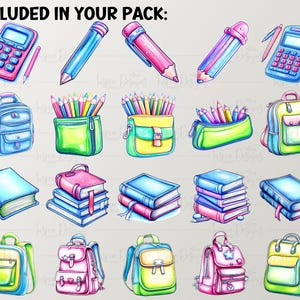 Back to School Supplies Clipart Cute Commercial Use School Bus Books ...