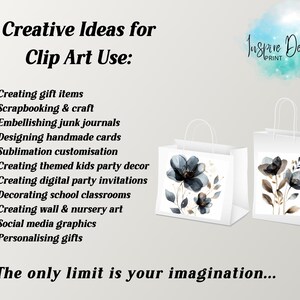 Abstract Flowers Black & Gold 25 Watercolor Clipart, Floral Digital ...