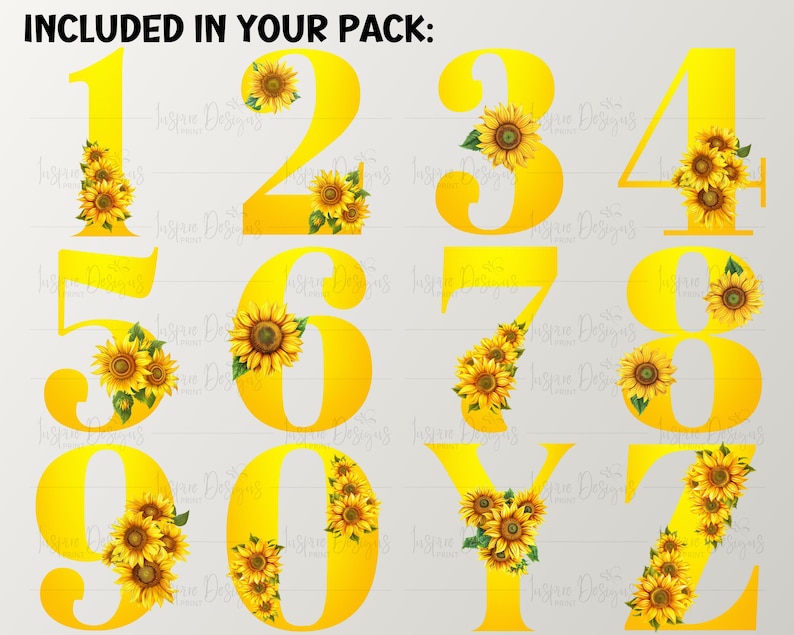 Sunflower Alphabet Clipart, Digital & Paper Crafts, Spring Flowers ...